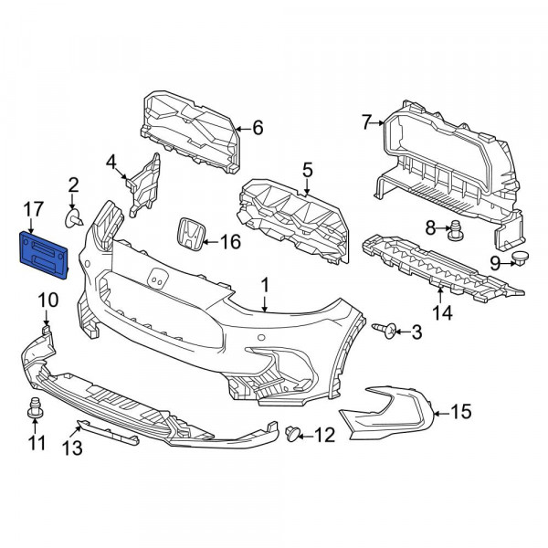 Honda OE 711803W0A00 - Front License Plate Bracket