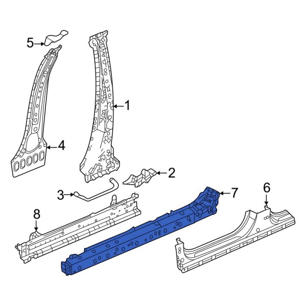 Honda OE 632203W0305ZZ - Right Rocker Panel Reinforcement