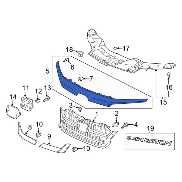Honda OE 71150TG7A50 - Front Upper Grille Molding