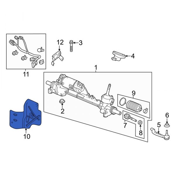Honda OE 53692T90A00 - Front Rack and Pinion Heat Shield