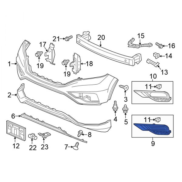 Honda OE 71109T1WA10 - Front Left Bumper Cover Spacer Panel