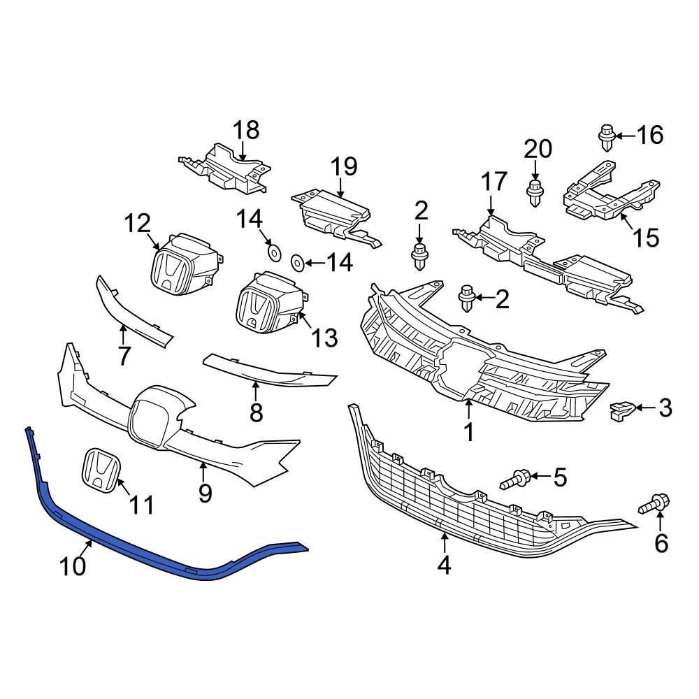 Honda OE 71125T1WA01 - Front Lower Grille Molding