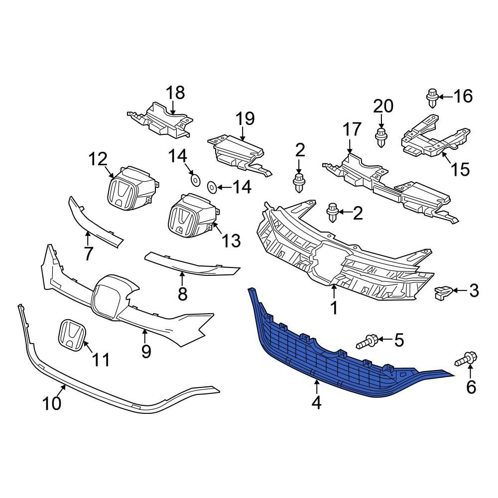 Honda OE 71124T1WA01 - Front Lower Grille