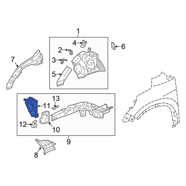 Honda OE 04609T0AA00ZZ - Front Left Frame Side Member