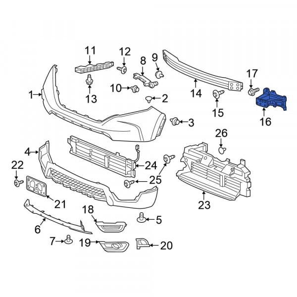 Honda OE 71160TLAA00 - Front Left Bumper Impact Bar Bracket