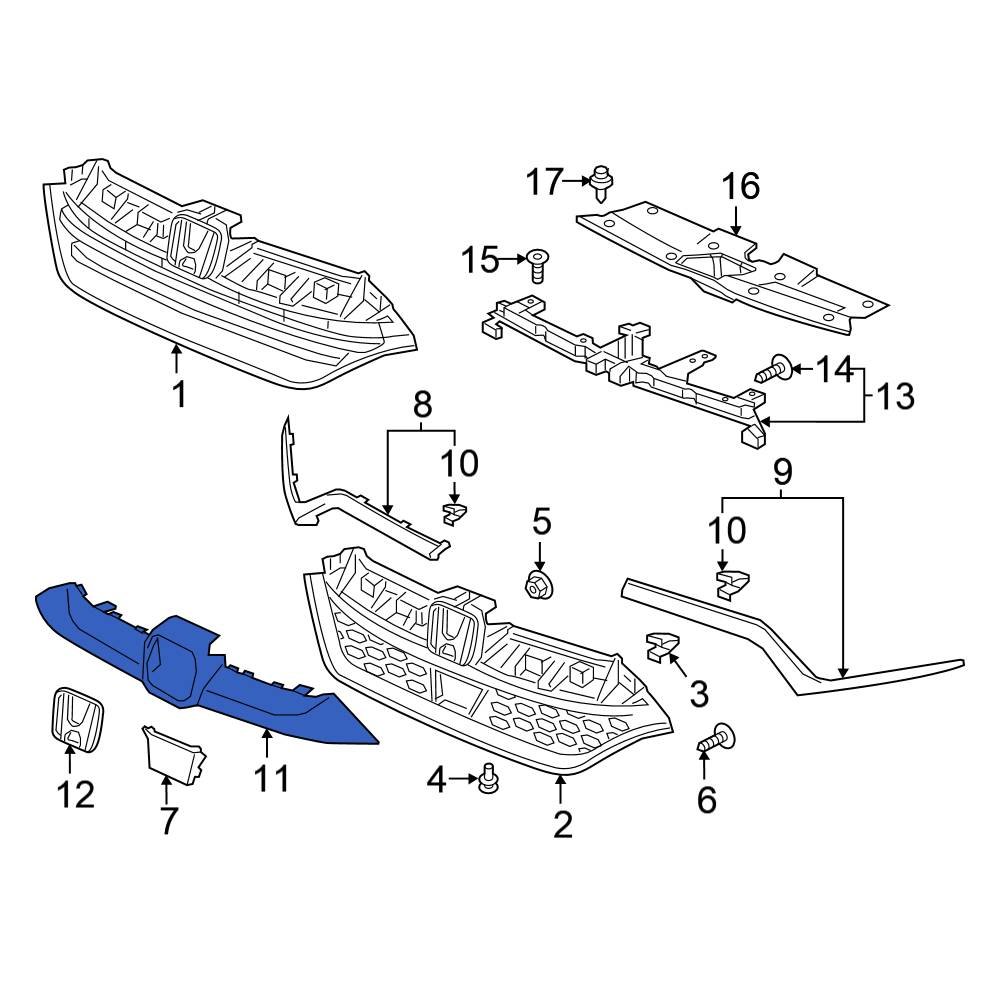 Honda OE 71122TLAA00 - Front Center Grille Molding