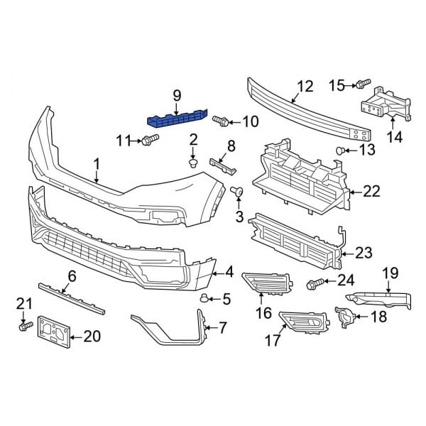 Honda OE 71190TLAA00 - Front Left Bumper Cover Support Rail