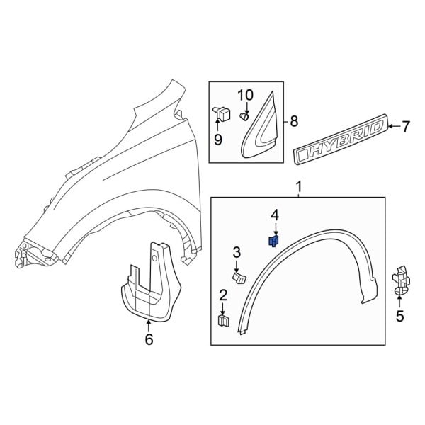 Honda OE 91513T7A003 - Wheel Arch Molding Clip