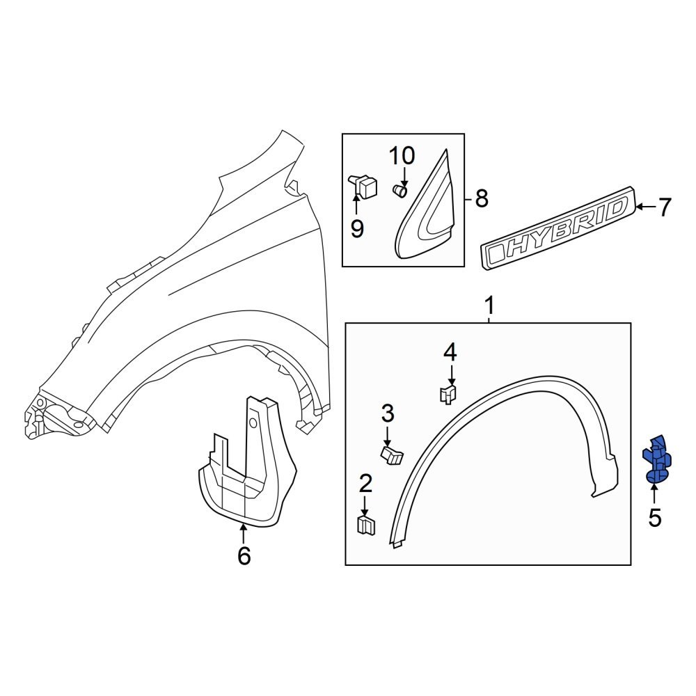 Honda OE 74166TLAA02 - Left Wheel Arch Molding Bracket