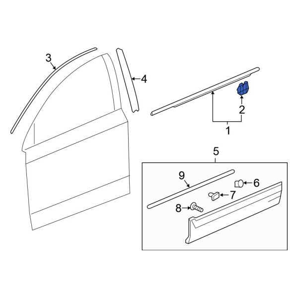 Honda OE 91503TLAA01 - Door Belt Molding Clip
