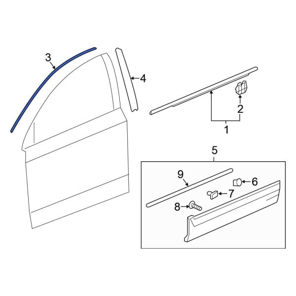 Honda OE 72465TLAA01 - Front Left Door Reveal Molding