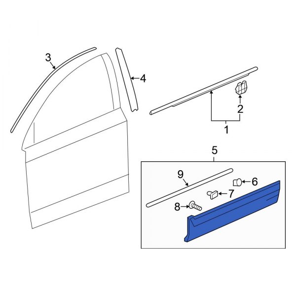 Honda OE 75313TLCA01 - Rear Right Door Molding