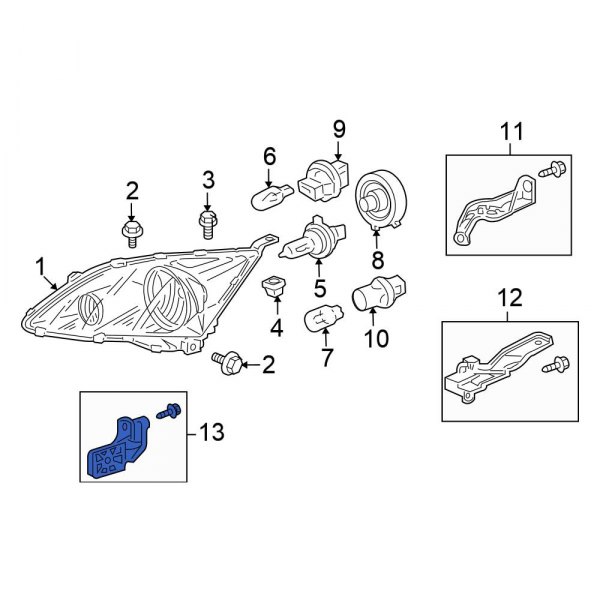 Honda OE 06100SWAA21 - Right Lower Outer Headlight Bracket
