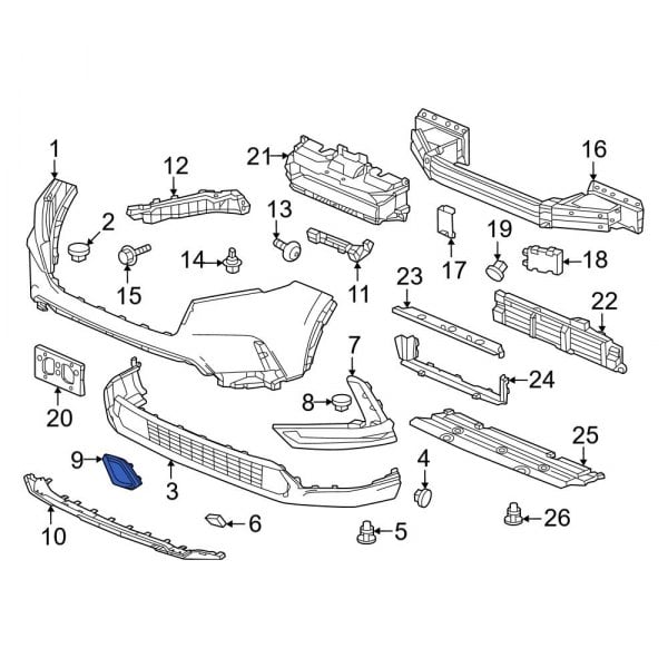 Honda OE 711913A0A00 - Front Left Outer Bumper Trim