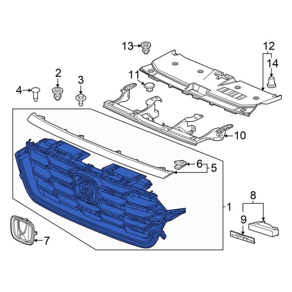 Honda OE 712003D4A31 - Front Grille