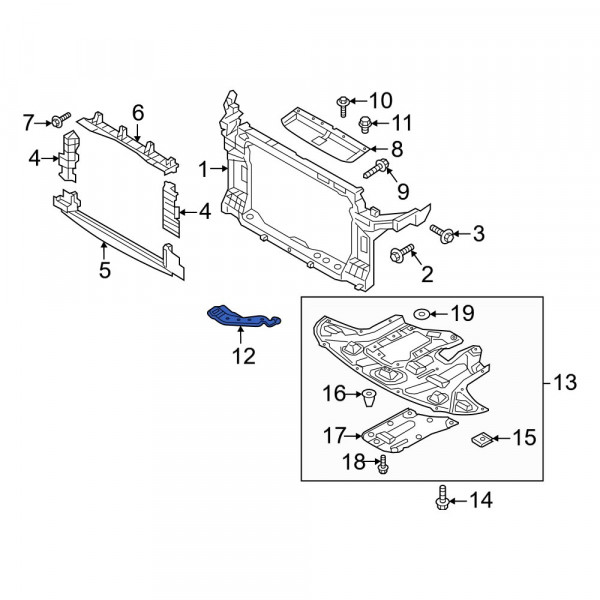 Hyundai OE 29110D3600 - Front Radiator Support Splash Shield
