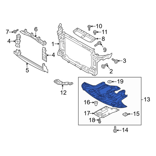 Hyundai OE 29110D3600 - Front Radiator Support Splash Shield