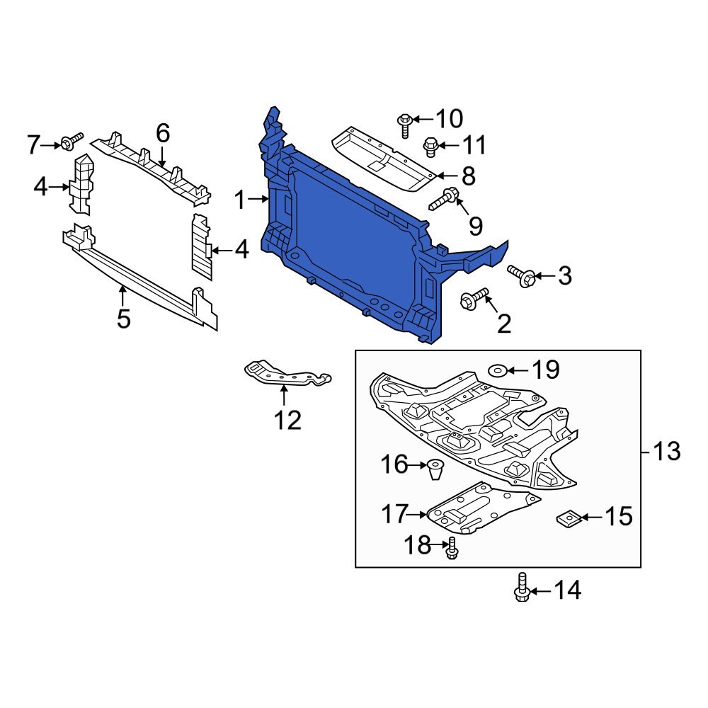 Hyundai OE 64101D3000 - Front Radiator Support Panel