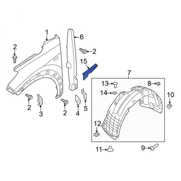 Hyundai OE 84159D3000 - Front Left Fender Closing Plate