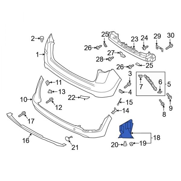 Hyundai OE 86692D3500 - Rear Right Bumper Splash Shield