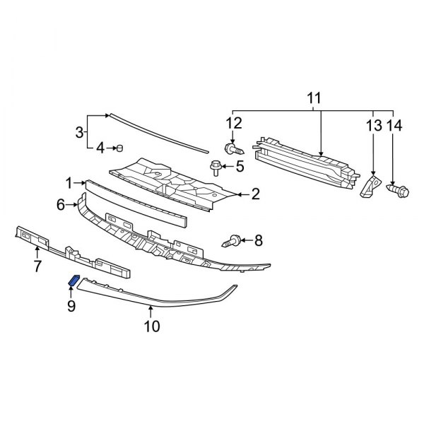 Hyundai OE 922A9GI000 - Front Left Inner Grille Molding