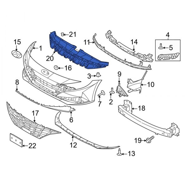 Hyundai OE 86391AB000 - Front Bumper Cover Reinforcement