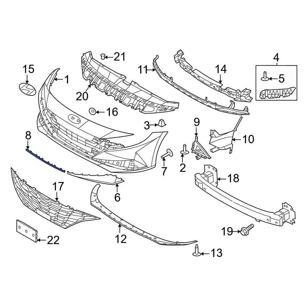 Hyundai OE 86569AA010 - Front Center Bumper Trim