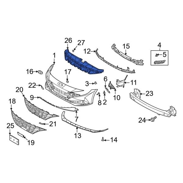 Hyundai OE 86391AA000 - Front Bumper Cover Reinforcement