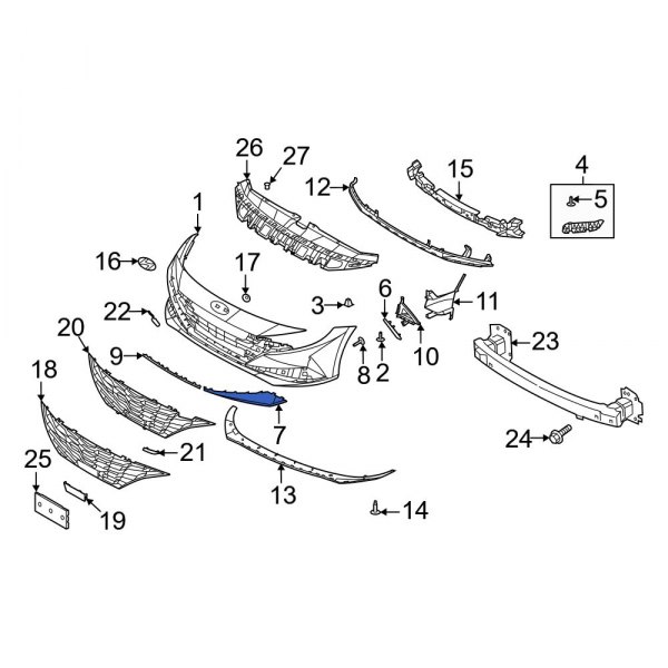 Hyundai OE 86596AA010 - Front Right Bumper Trim
