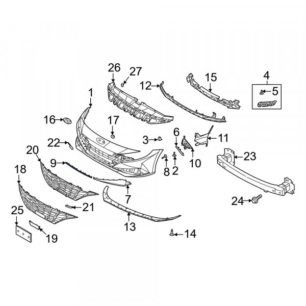 Hyundai OE 86569AA010 - Front Center Bumper Trim