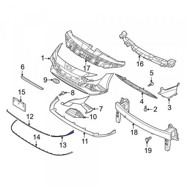 Hyundai OE 86596IB000 - Front Center Right Bumper Trim