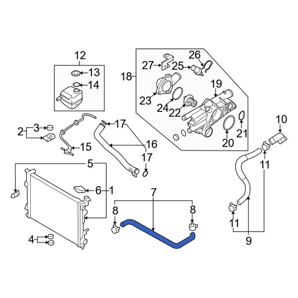 Hyundai OE 254112S201 - Upper Radiator Coolant Hose