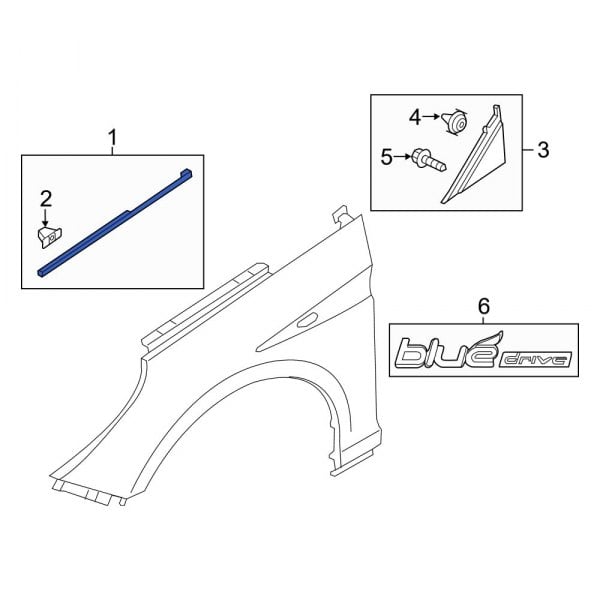 Hyundai OE 87771C1500 - Front Left Fender Molding