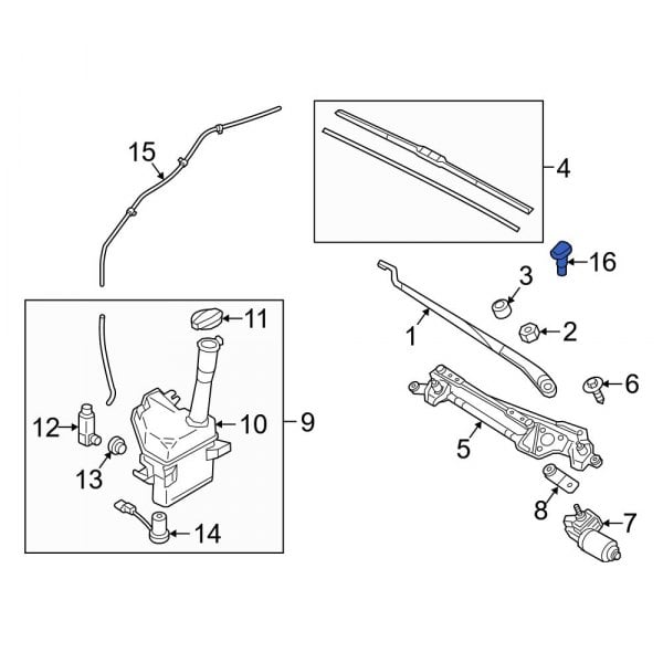 Hyundai OE 986302K100 - Front Windshield Washer Nozzle