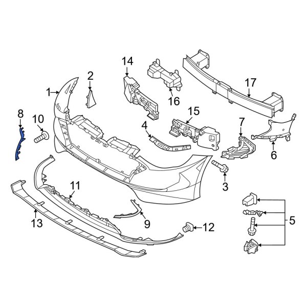 Hyundai OE 86596L0400 - Front Right Bumper Trim