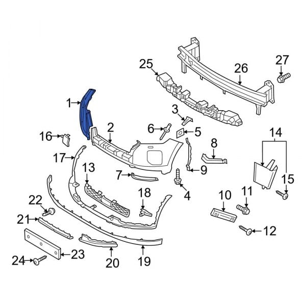 Hyundai OE 865B0S8BA0 - Front Right Upper Bumper Cover