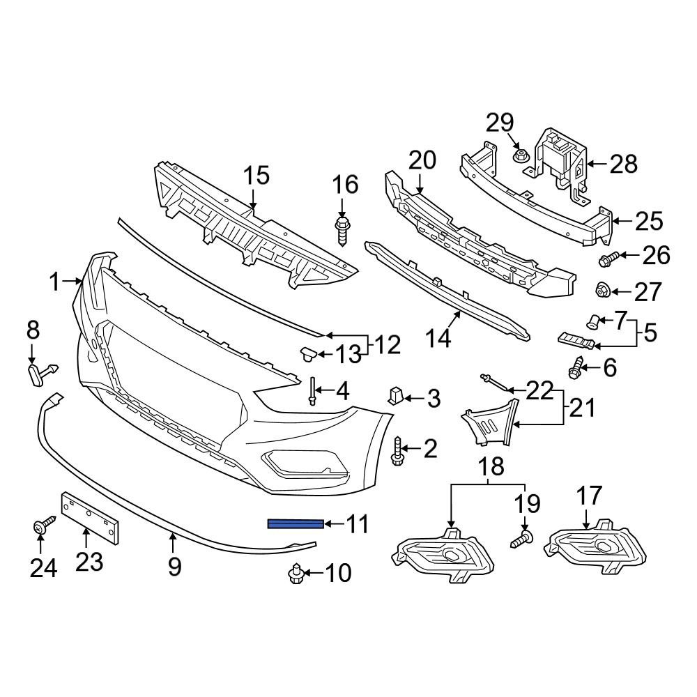 Hyundai OE 86553J0000 - Front Left Lower Bumper Cover Bracket