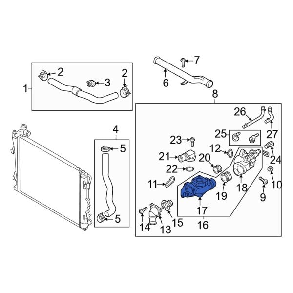 Hyundai OE 256313CAA0 - Upper Engine Coolant Thermostat Housing