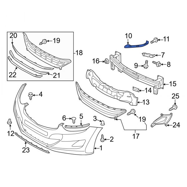 Hyundai OE 865183X000 - Front Right Upper Bumper Cover Support Rail