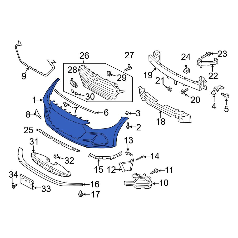 Hyundai OE 86510F2500 - Front Bumper Cover