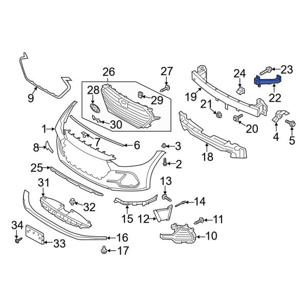 Hyundai OE 64128F2000 - Front Right Bumper Cover Reinforcement