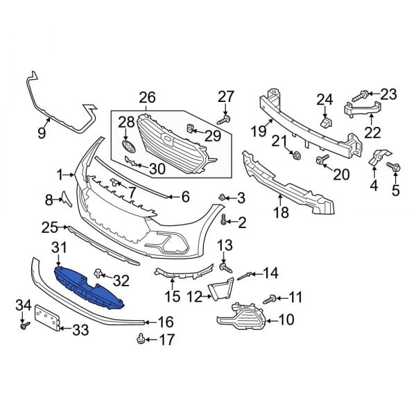 Hyundai OE 86356F2000 - Front Bumper Cover Spacer Panel