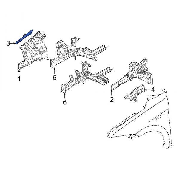 Hyundai OE 64543F2500 - Front Right Fender Apron Reinforcement