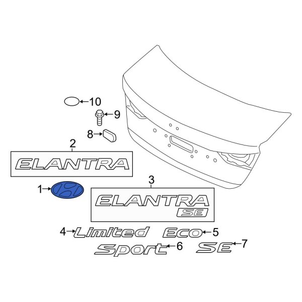 Hyundai OE 86321F2000 - Rear Deck Lid Emblem