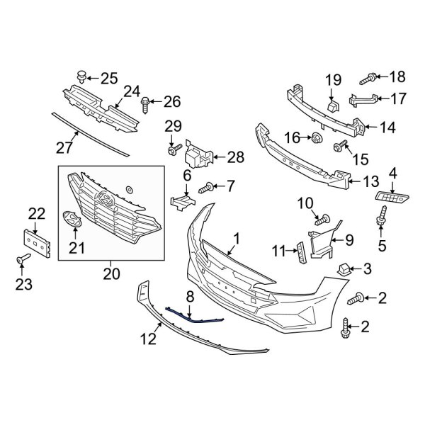 Hyundai OE 86564F3500 - Front Right Bumper Trim