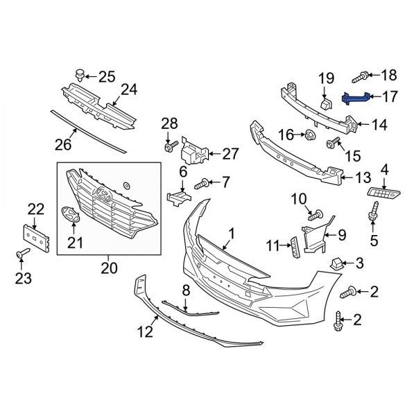 Hyundai OE 64128F2000 - Front Right Bumper Cover Reinforcement