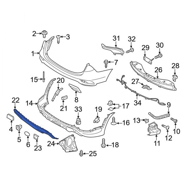 Hyundai OE 865654Z000 - Front Bumper Cover Spacer Panel