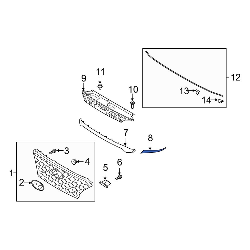 Hyundai OE 86374S2020 - Front Center Grille Molding