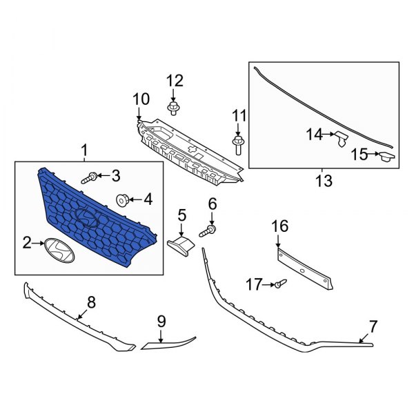 Hyundai OE 86350S2600 - Front Upper Grille