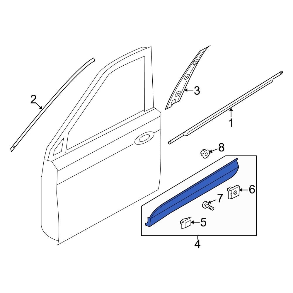 Hyundai OE 87721S1200SCR - Front Left Door Molding